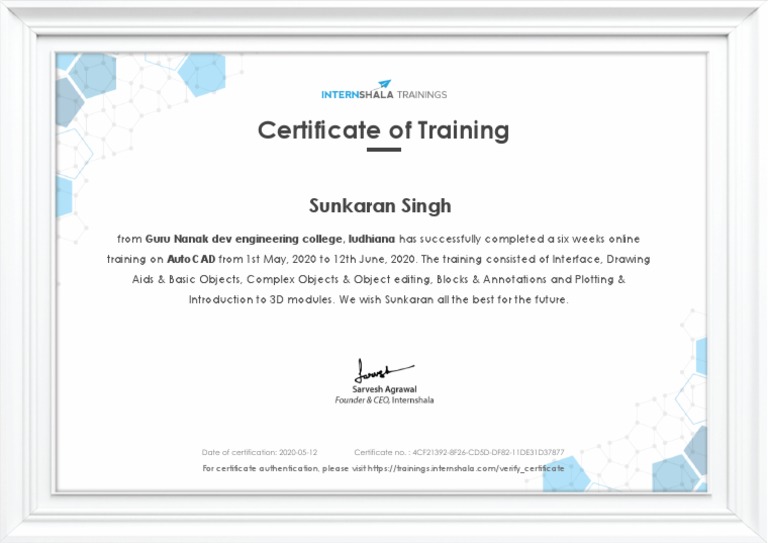 AutoCAD Training Certificate 2020 | PDF