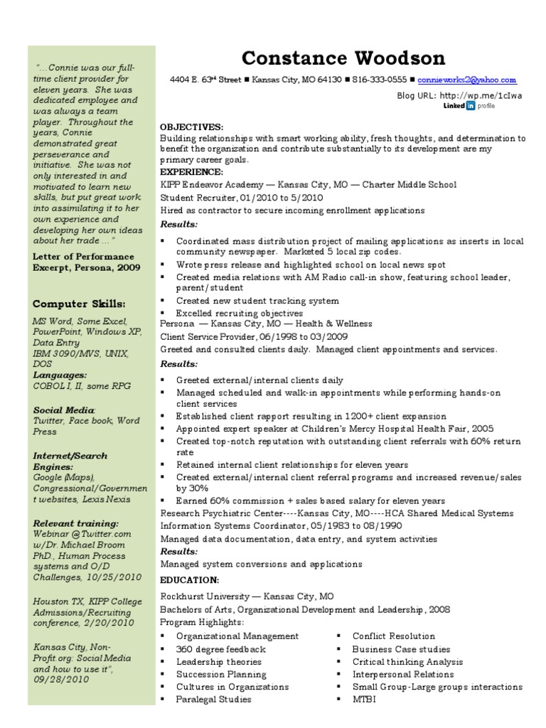 Constance Professional Service Resume | PDF | Organization Development ...