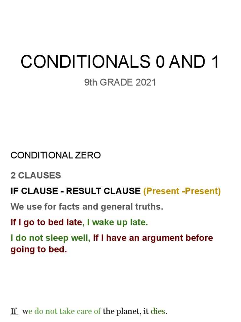 Conditionals 0 and 1: 9th GRADE 2021 | PDF