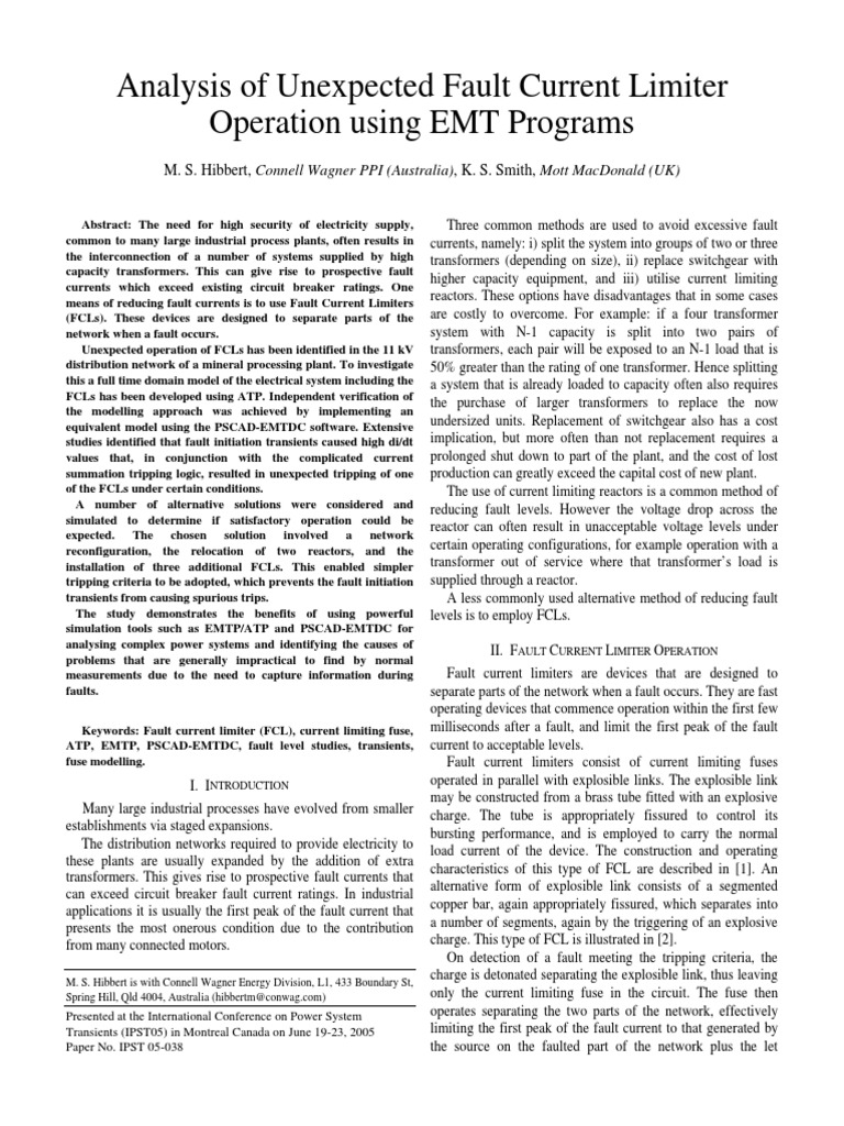 Analysis of Unexpected Fault Current Limiter | PDF | Fuse (Electrical) | Transformer
