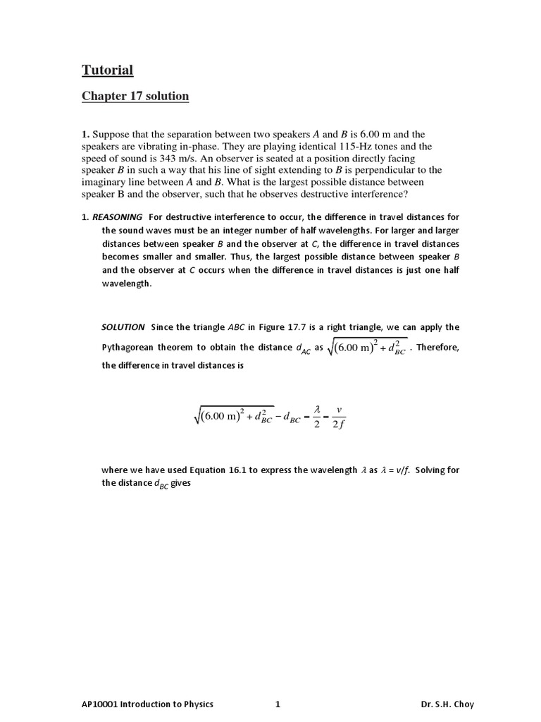 Tutorial Ch17 Solution | PDF | Waves | Wavelength