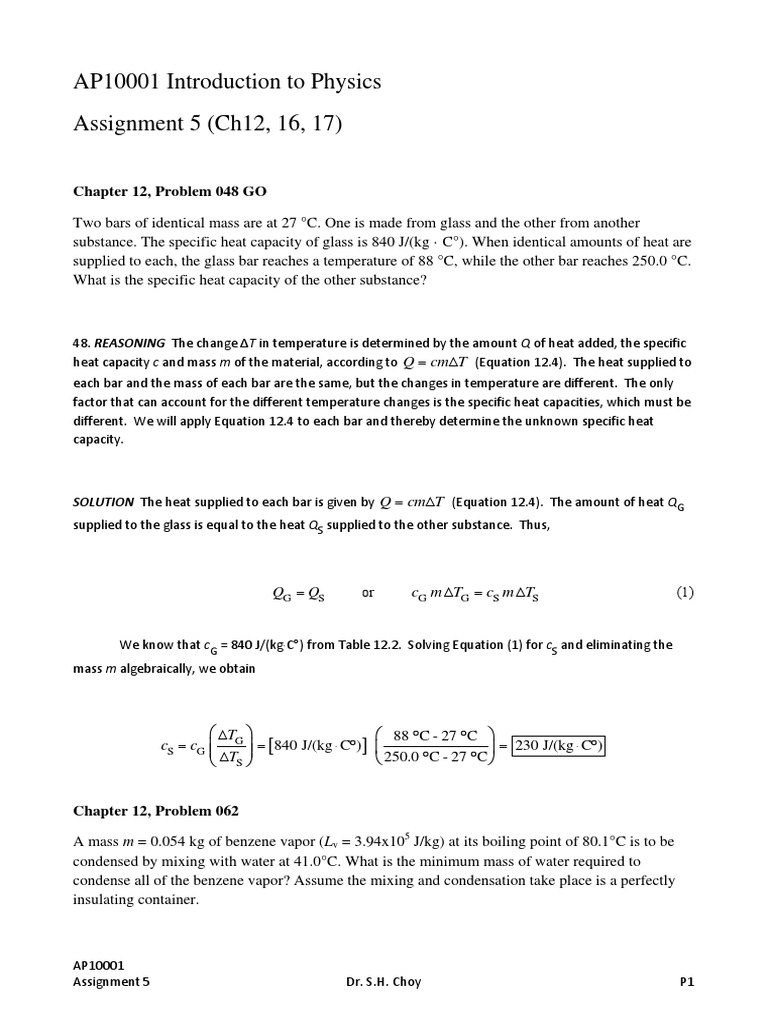AP10001 Introduction To Physics Assignment 5 (Ch12, 16, 17) : Chapter 12, Problem 048 GO | PDF ...