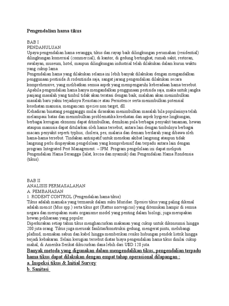 Pengendalian Hama Tikus | PDF