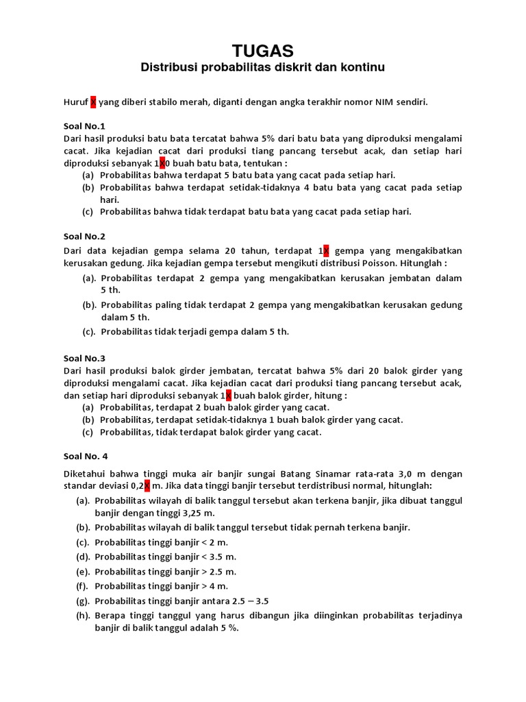 TUGAS - Distribusi Probabilitas Diskrit Dan Kontinu 2020 | PDF | Sains & Matematika