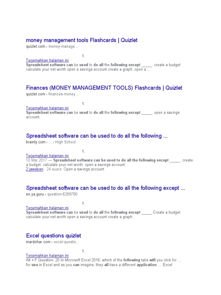 Money Management Tools Flashcards | PDF | Spreadsheet | Microsoft Excel