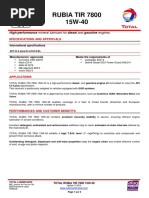 Rubia TIR 7400 15W-40 Data Sheet | PDF | Motor Oil