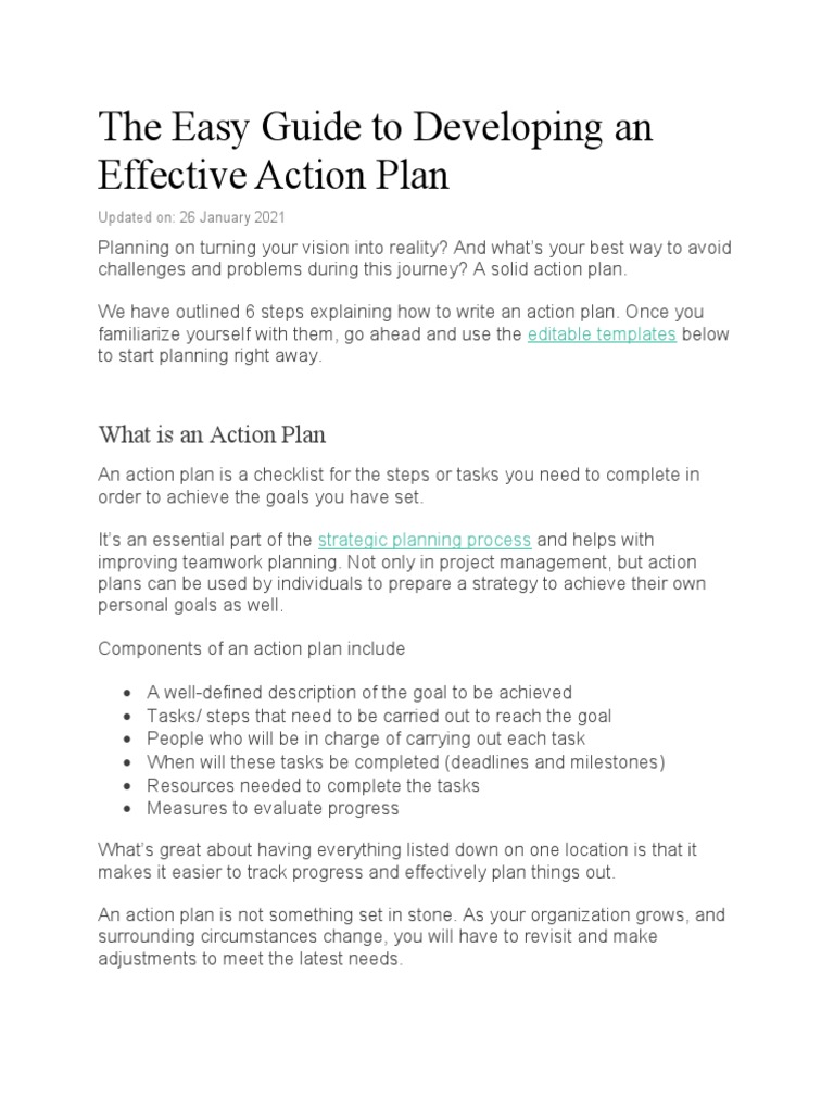 Steps to Create an Effective Action Plan | PDF | Goal | Human Nature