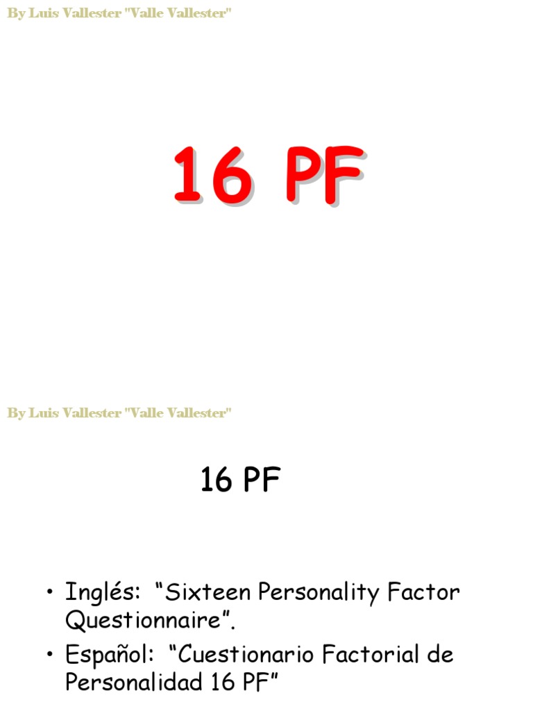 Presentacion-16pf - PPT by Luis Vallester | PDF | Sicología | La naturaleza humana