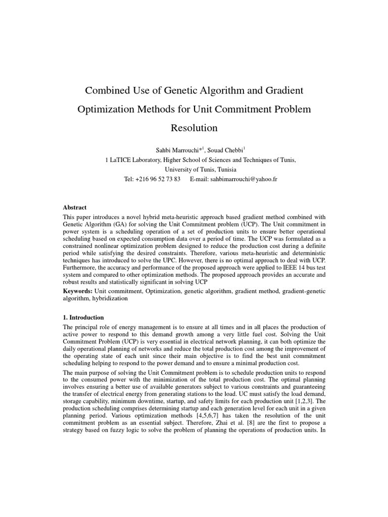 Combined Use Of Genetic Algorithm And Gradient Optimization Methods For Unit Commitment