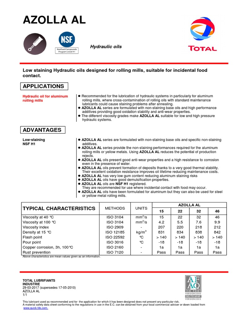 TDS - Total - Azolla Al 46 - NL2 - 201703 - en | PDF | Lubricant ...