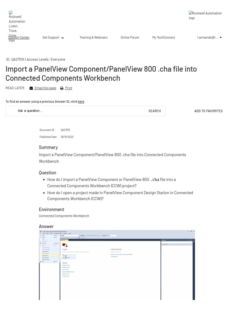 Import A PanelView Component - PanelView 800 .Cha File Into Connected Components Workbench | PDF ...