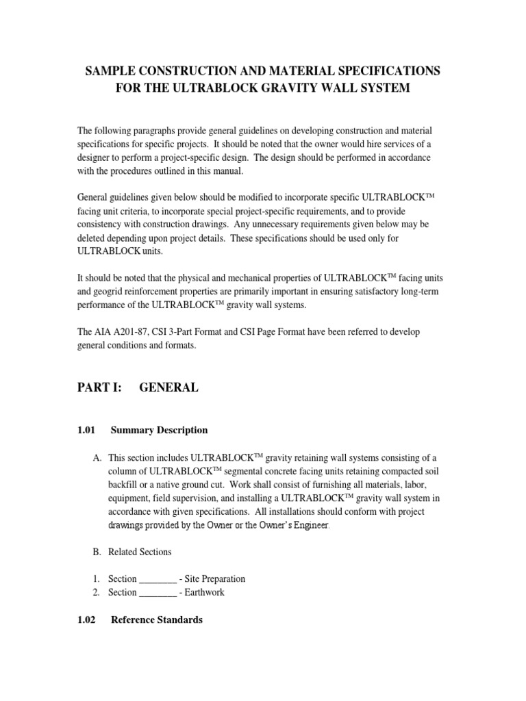 General Specifications | PDF | Drainage | Concrete