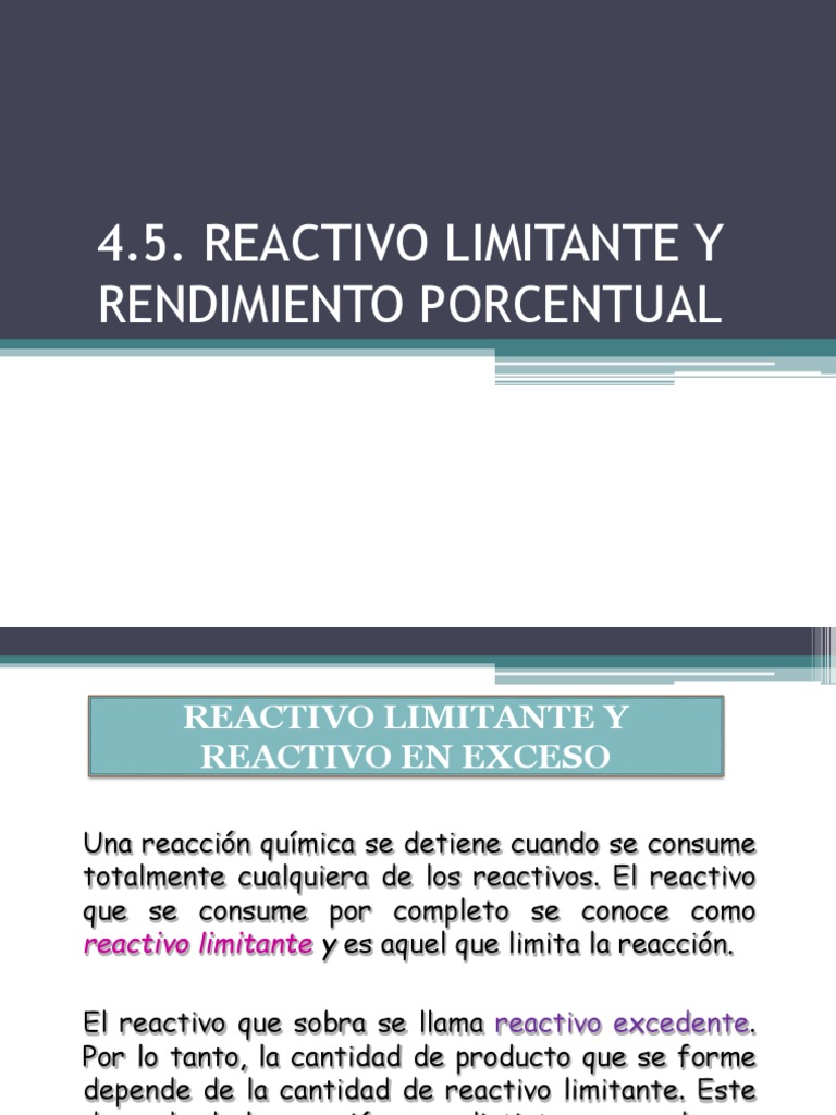 Hoja De Trabajo Sobre El Reactivo Limitante Con Respuestas