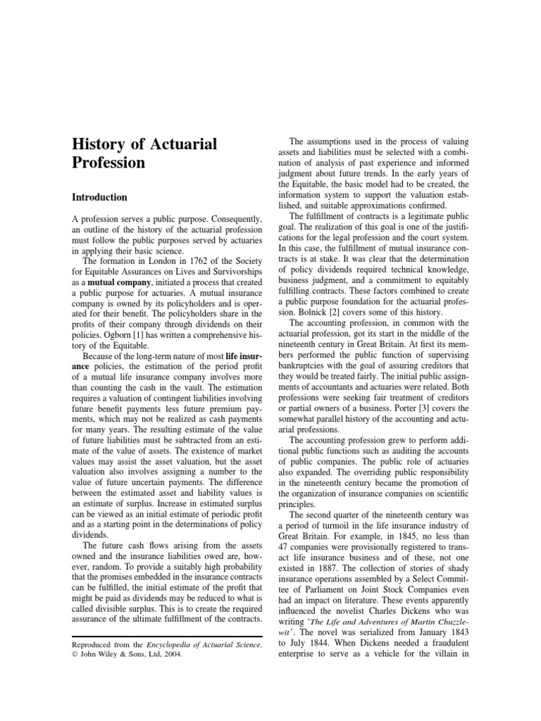 History of the Actuarial Profession | PDF