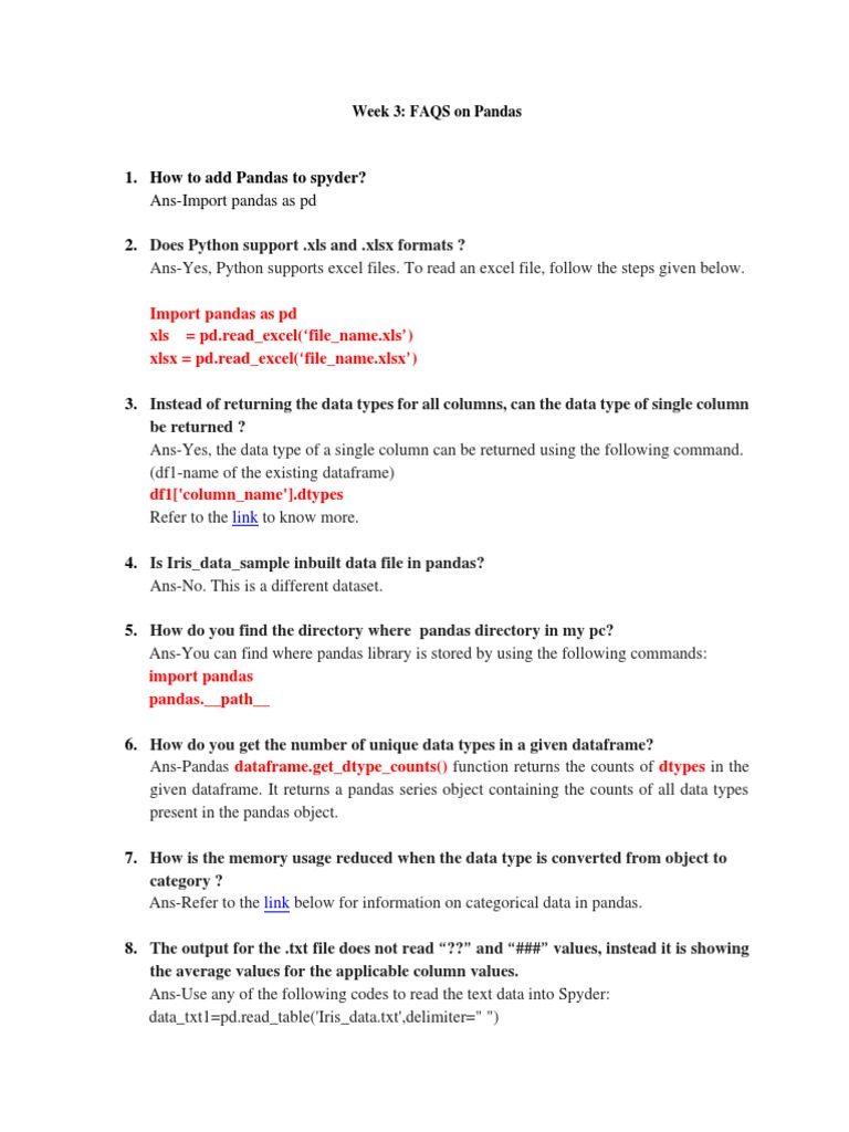 How To Add Pandas To Spyder?: Ans-Import Pandas As PD | PDF | Library ...