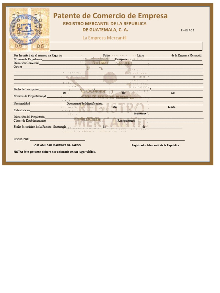 Patente de Comercio de Empresa | PDF | Patentar | Business