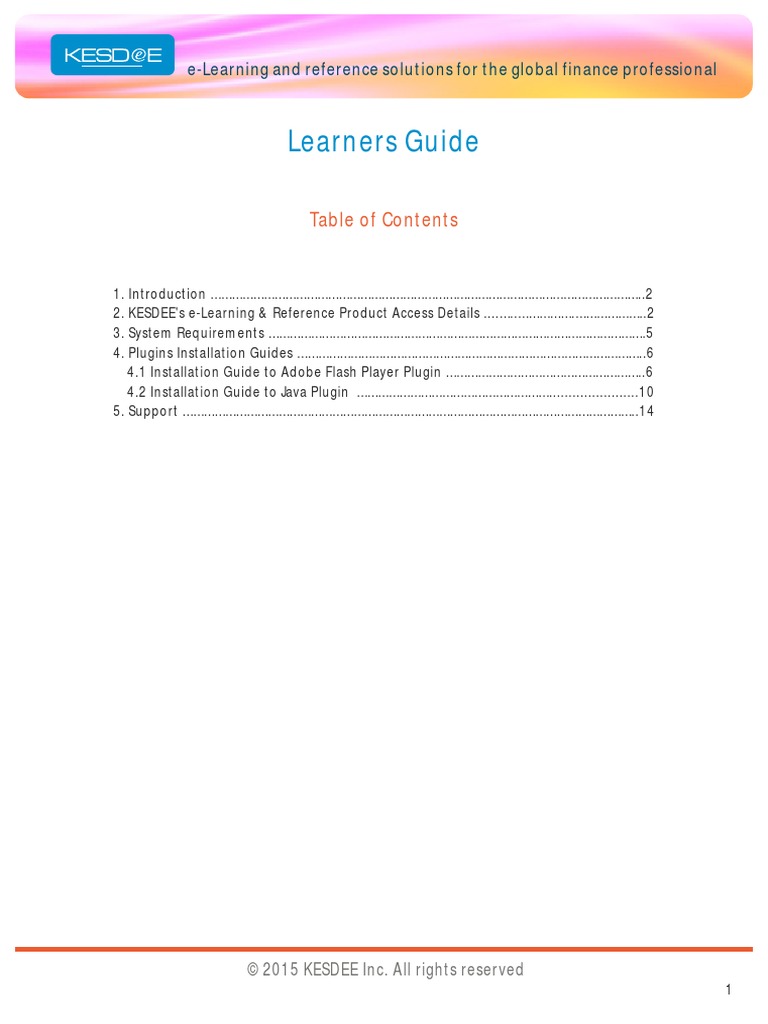 Learners Guide: E-Learning and Reference Solutions For The Global ...