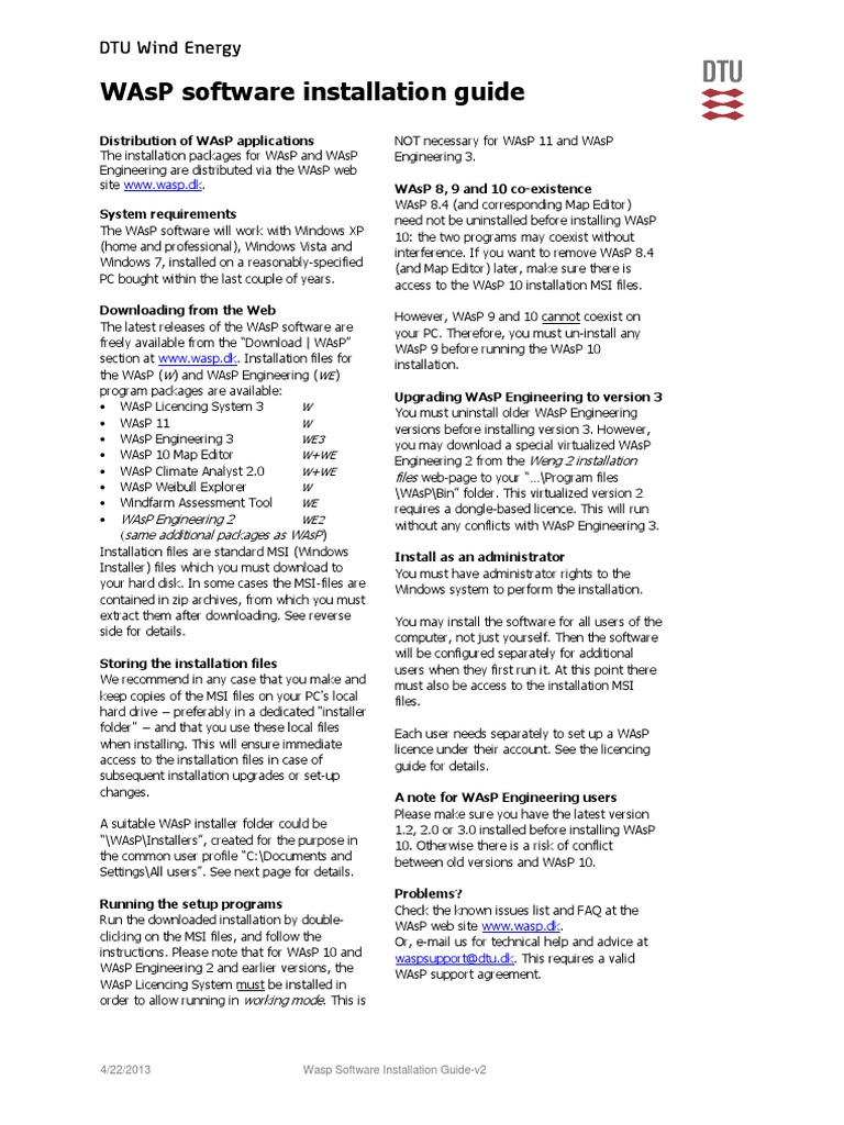 WAsP Software Installation Guide | PDF | Installation (Computer ...