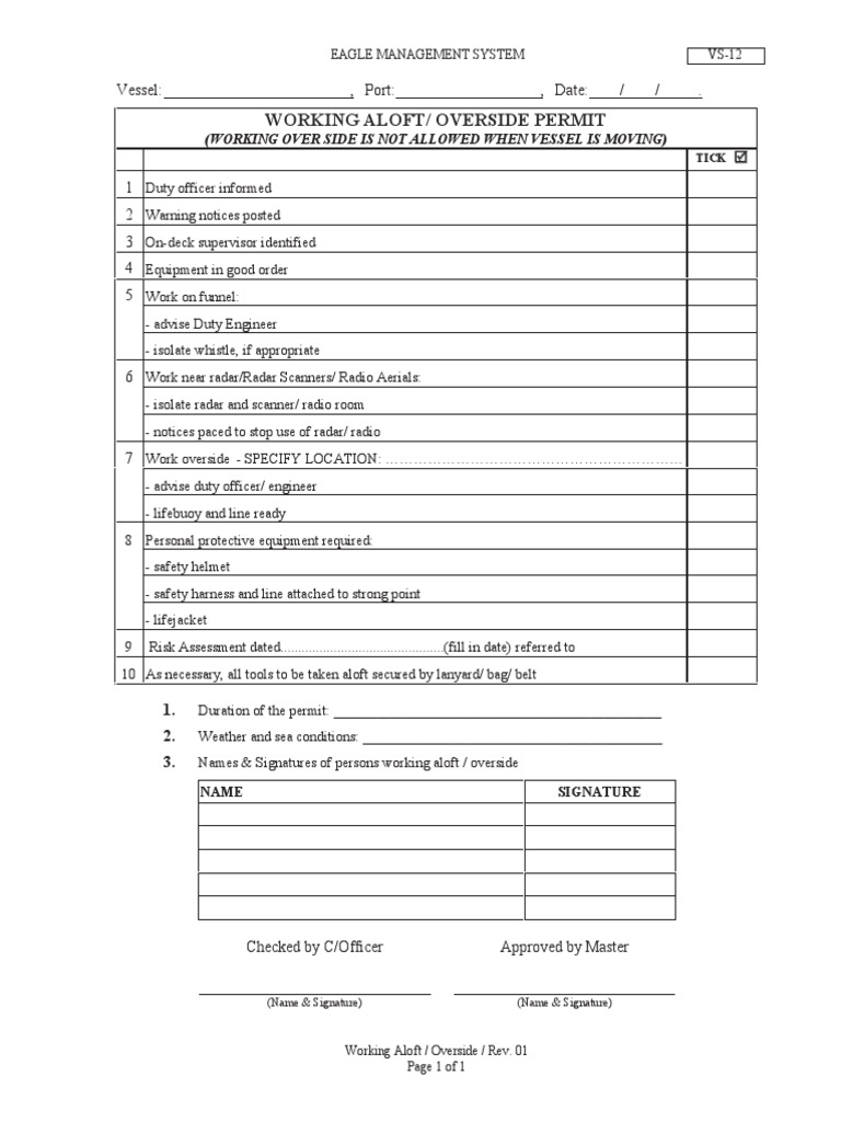 Working Aloft Permit | PDF