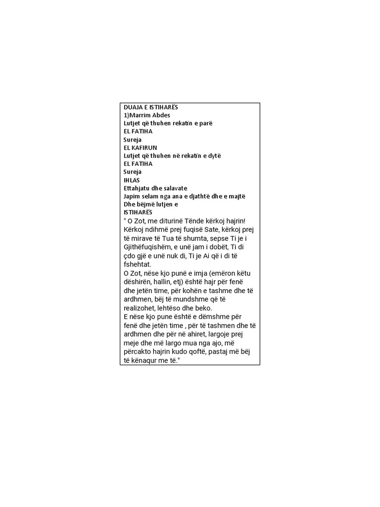 Duaja e Istoharës | PDF