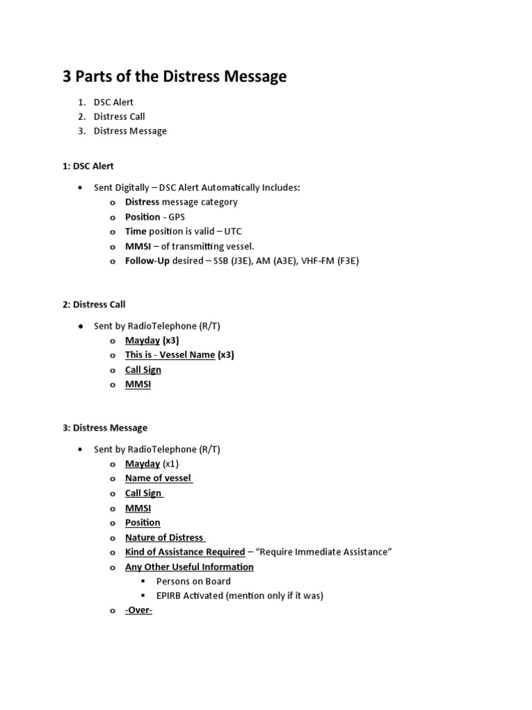 3 Parts of The Distress Message | PDF | History