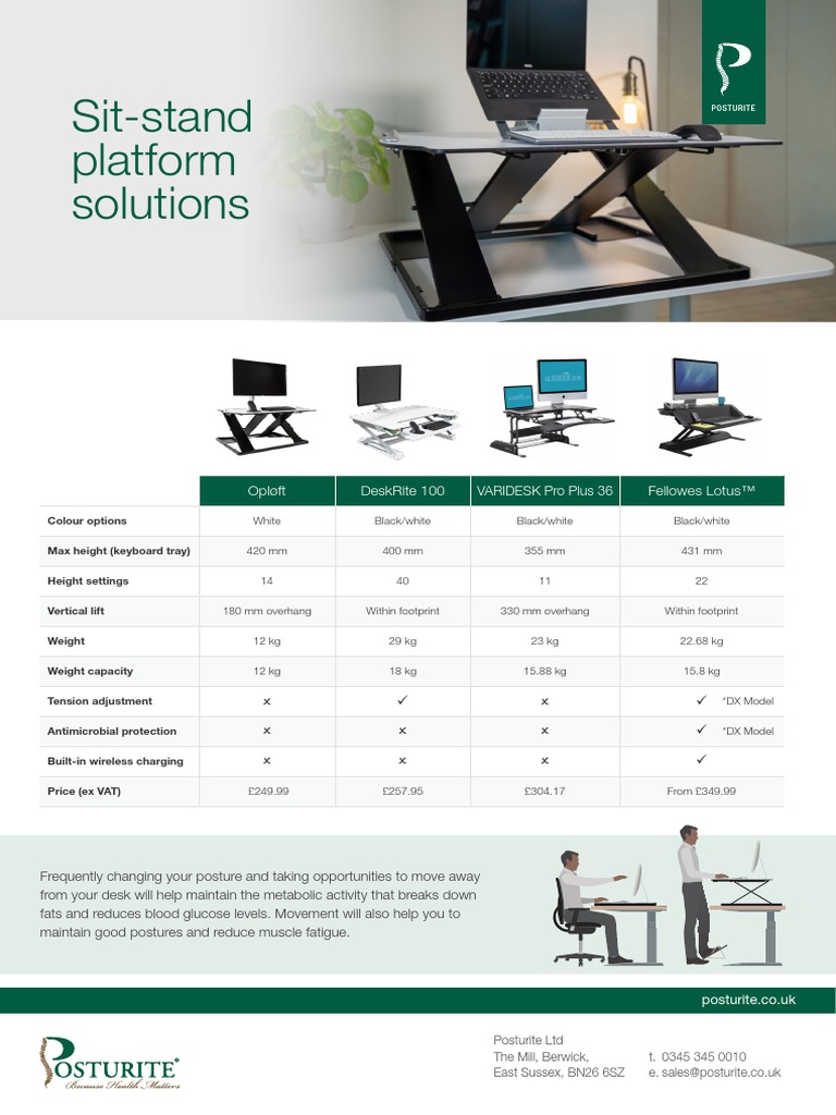 Sit-Stand Platform Solutions: Opløft Deskrite 100 Fellowes Lotus™ | PDF