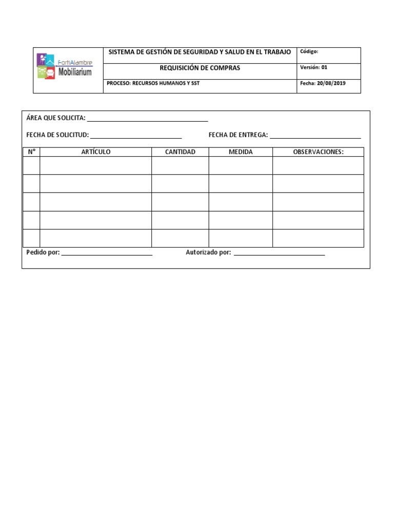 Requisición De Compras En Sst Pdf 4036