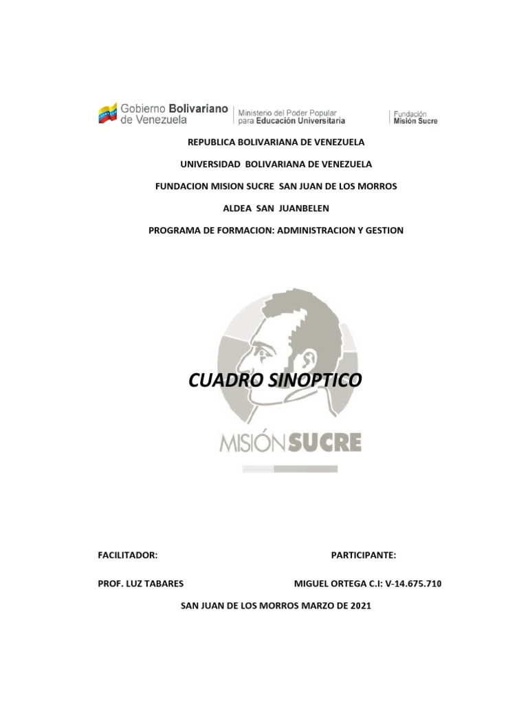 Cuadros Sinopticos Del Plan, Proyecto y Programa | PDF