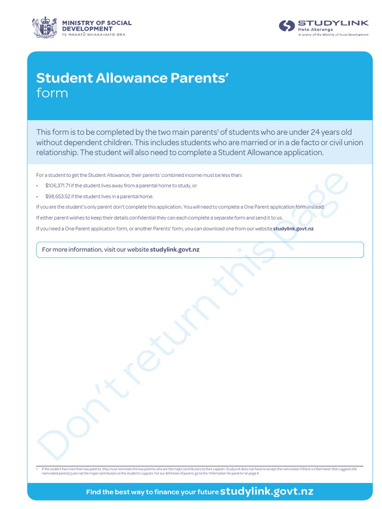Student Allowance Parents' Form Guide | PDF | Pension | Dividend