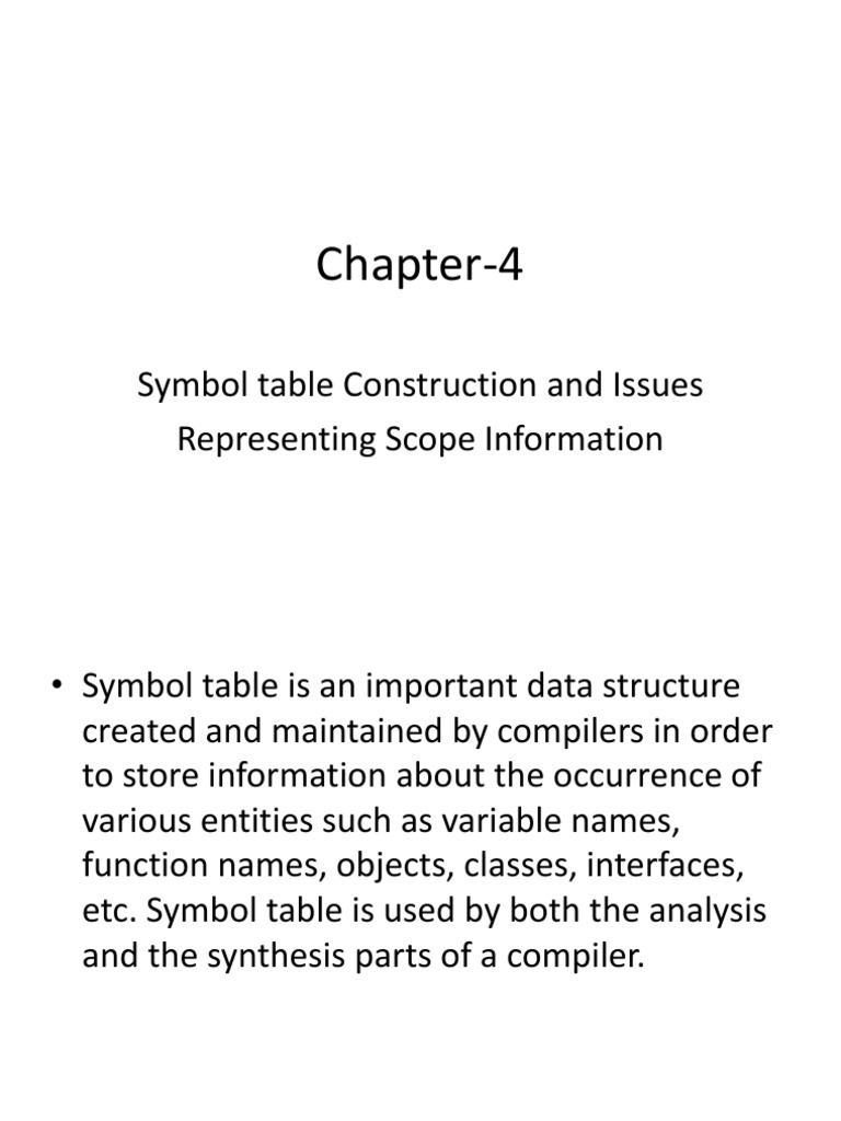 Chapter-4: Symbol Table Construction and Issues Representing Scope Information | PDF | Scope ...