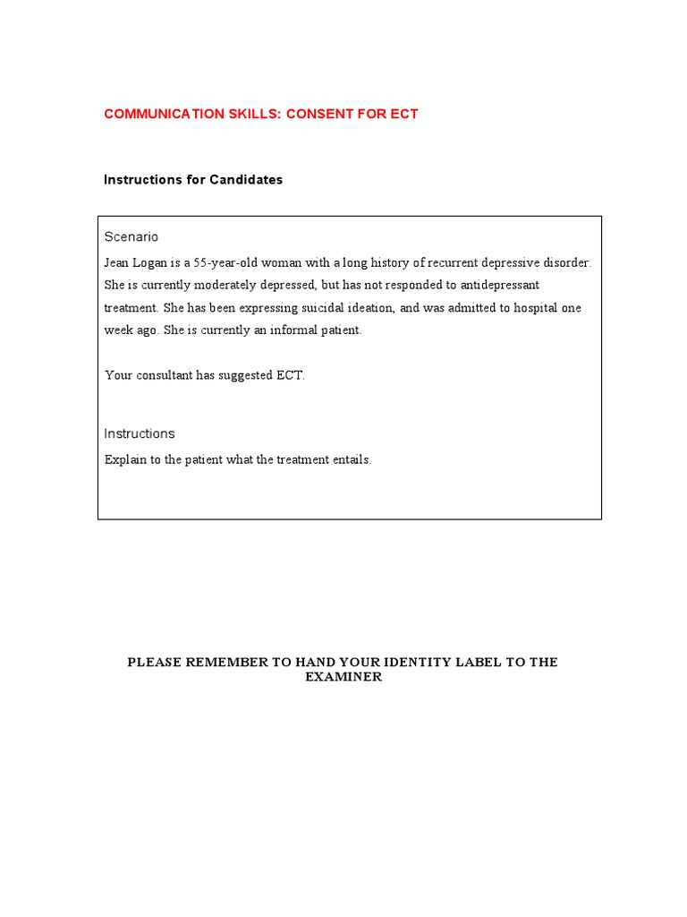 Communication Skills Consent For ECT | PDF | Electroconvulsive Therapy ...