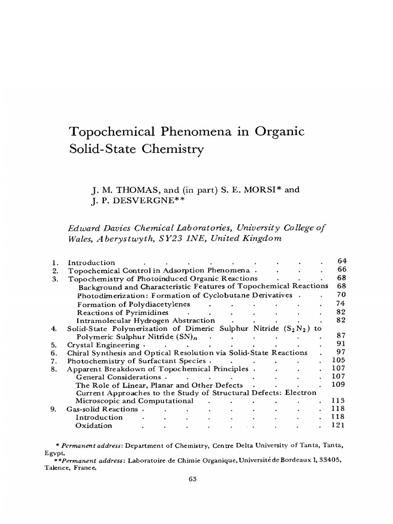 Topochemical Phenomena in Organic Solid-State Chemistry | PDF | Polymerization | Polymers