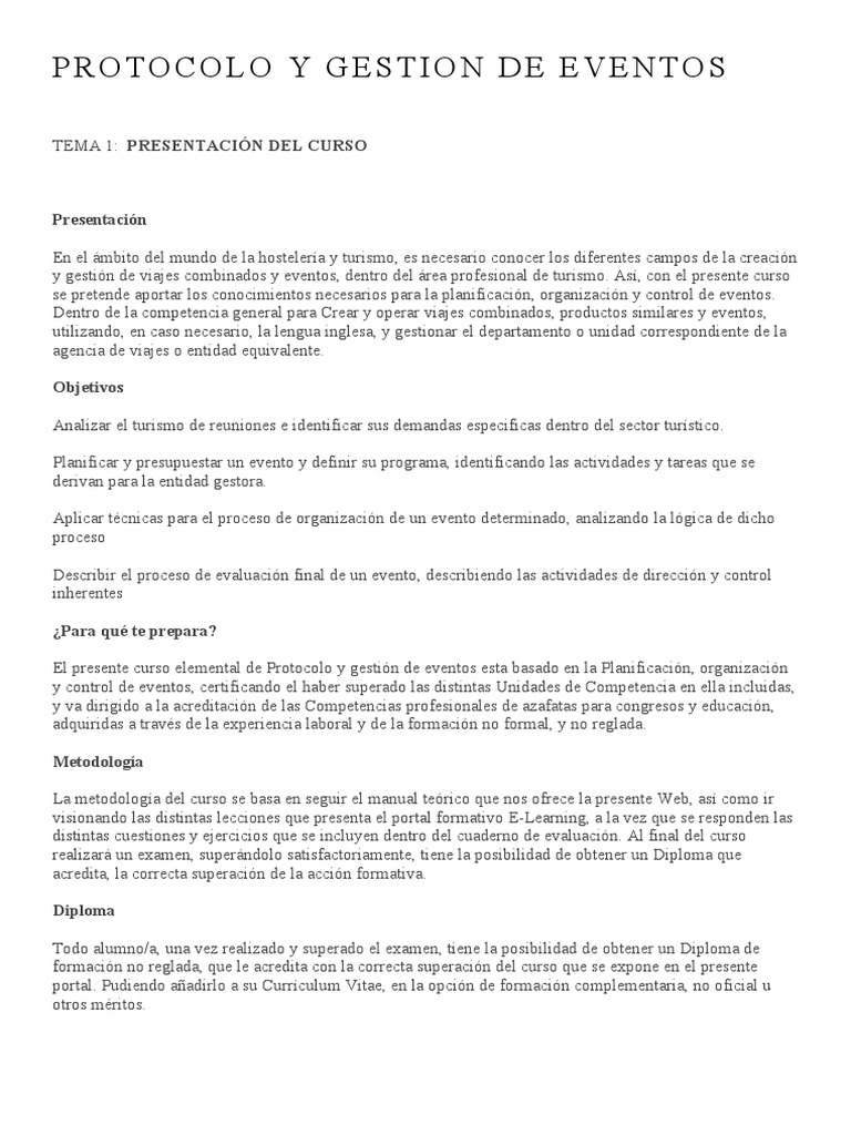 Protocolo y Gestion de Eventos | PDF | Turismo | Comunicación