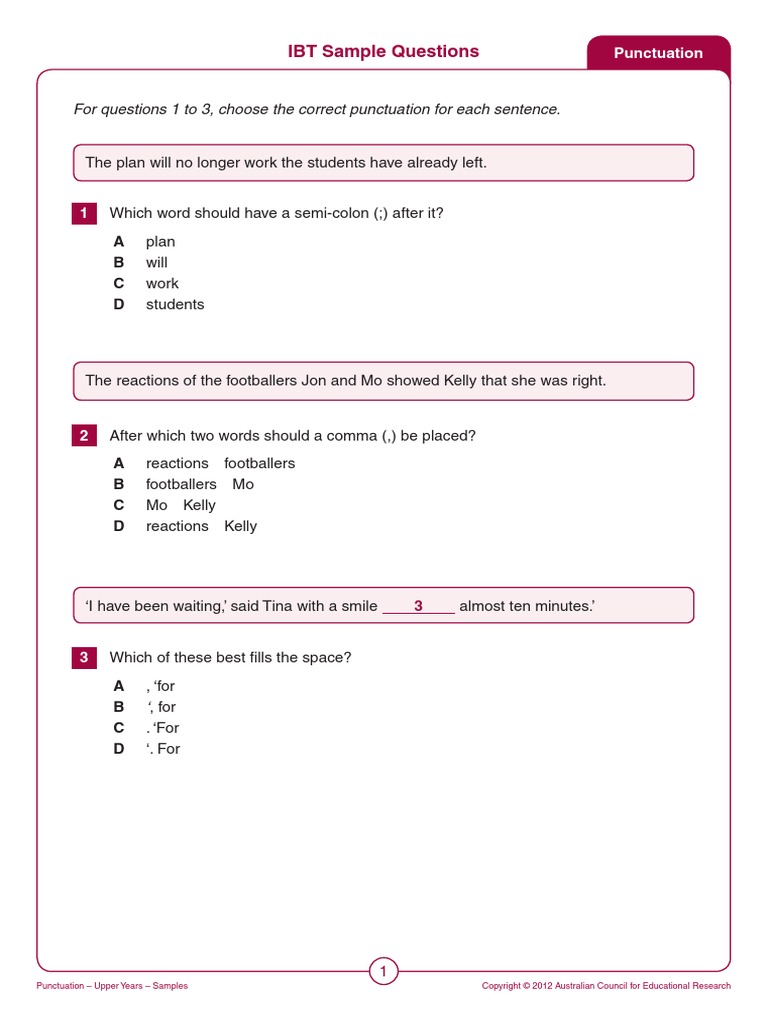 IBT Sample Questions: A Plan B Will C Work D Students | PDF