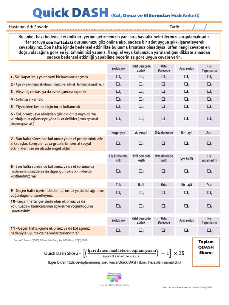 Quick DASH Ftronline | PDF