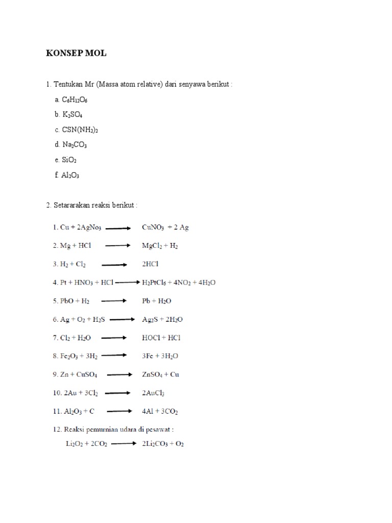 Latihan Soal Konsep Mol | PDF