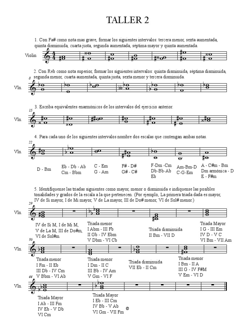Taller 2. Construcción de Intervalos y Relación de Acordes Con Tonalidad. | PDF | Intervalo ...