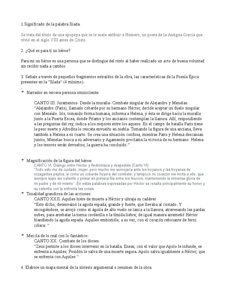 ANALISIS DE La Iliada | PDF | Aquiles | Ilíada