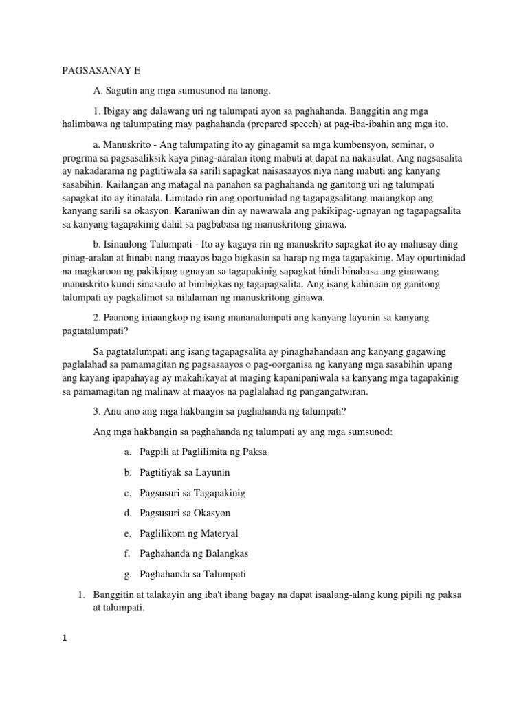 Pagsasanay 5 | PDF