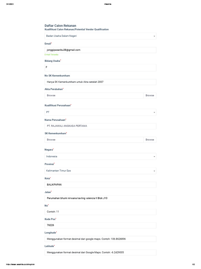 Lembar Eproc Waskita | PDF