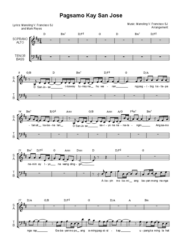 Pagsamo Kay San Jose Score | PDF
