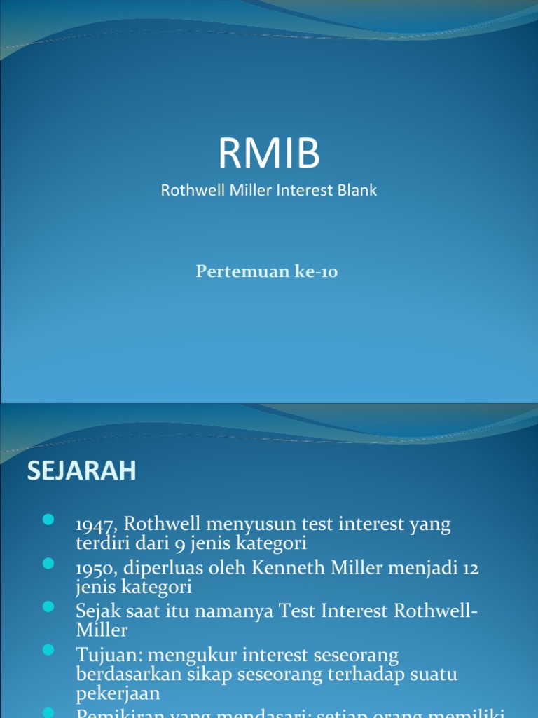 Sejarah dan Kategori Tes Minat Rothwell-Miller | PDF