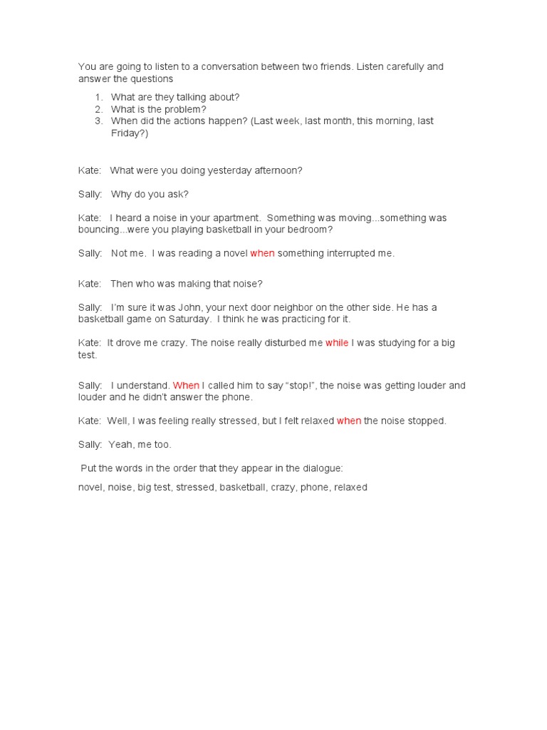 Past Simple Vs Past Continuous Dialogue | PDF