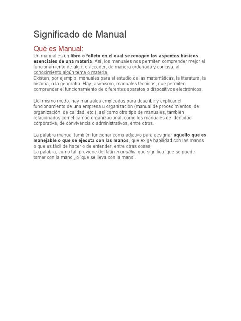 Significado de Manual | PDF