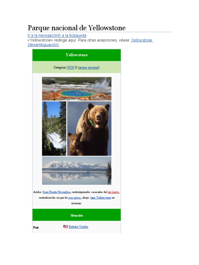 Parque Nacional de Yellowstone | PDF | Parque Nacional Yellowstone ...