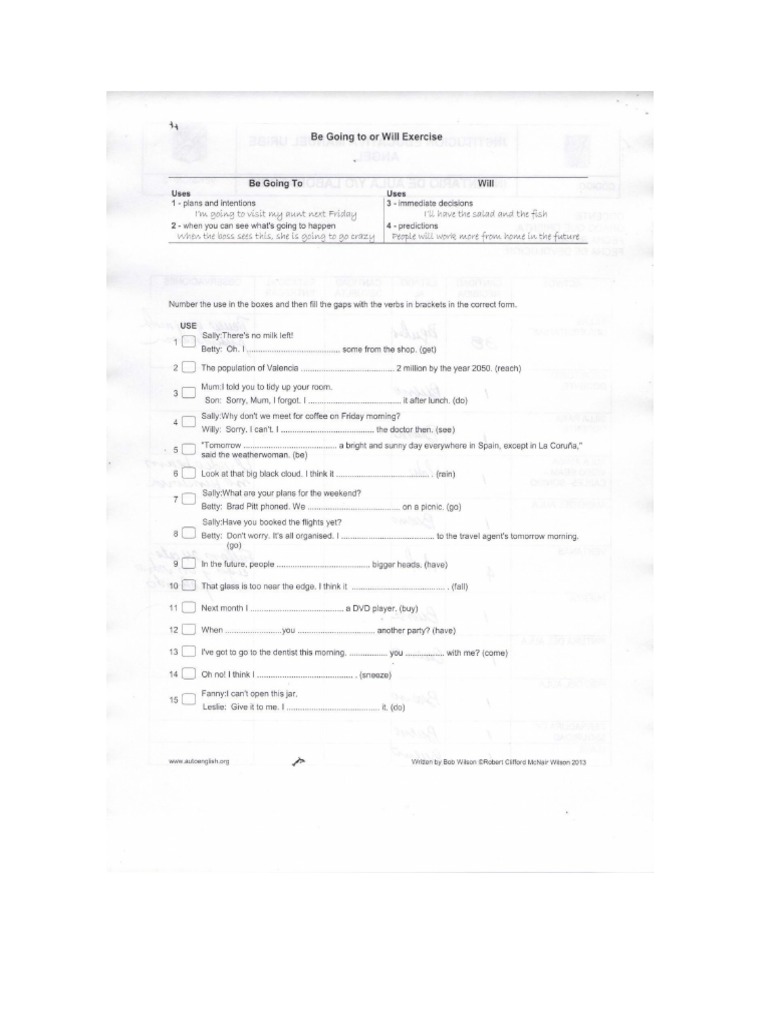 Future Tense Will and Be Going To Workshop | PDF