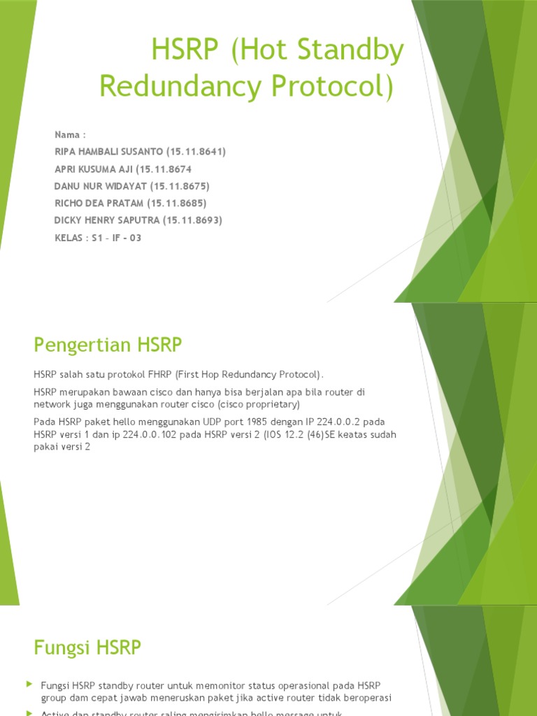 HSRP (Hot Standby Redundancy Protocol) | PDF