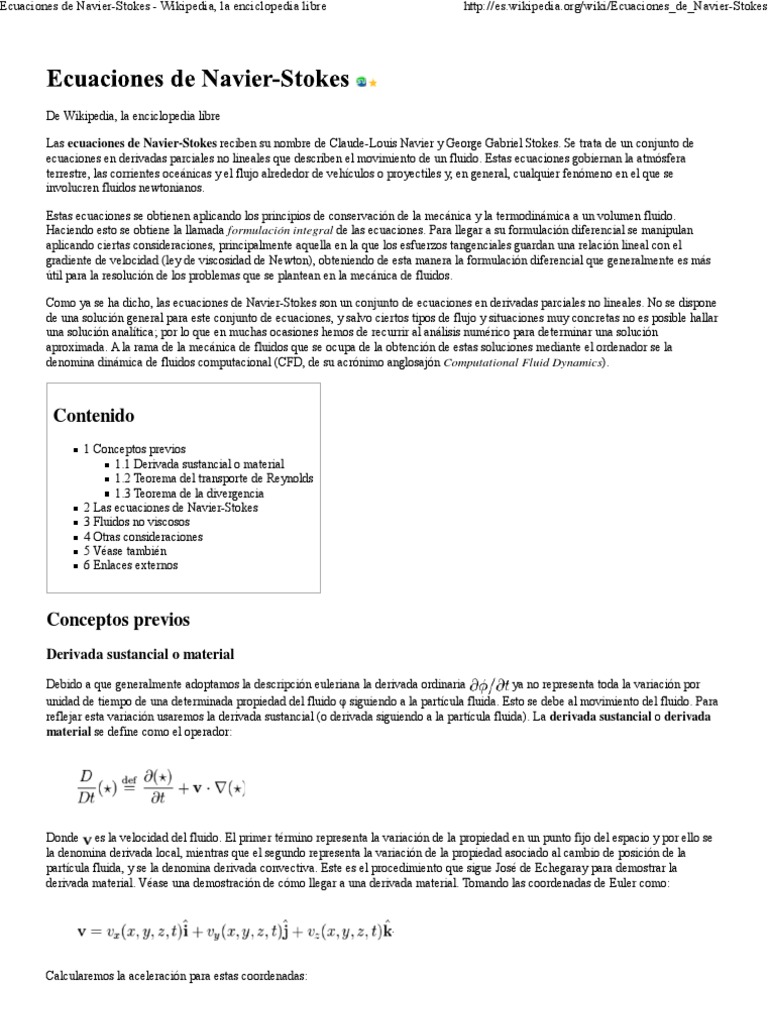 Ecuaciones de Navier-Stokes | PDF | Ecuaciones de Navier-Stokes | Física