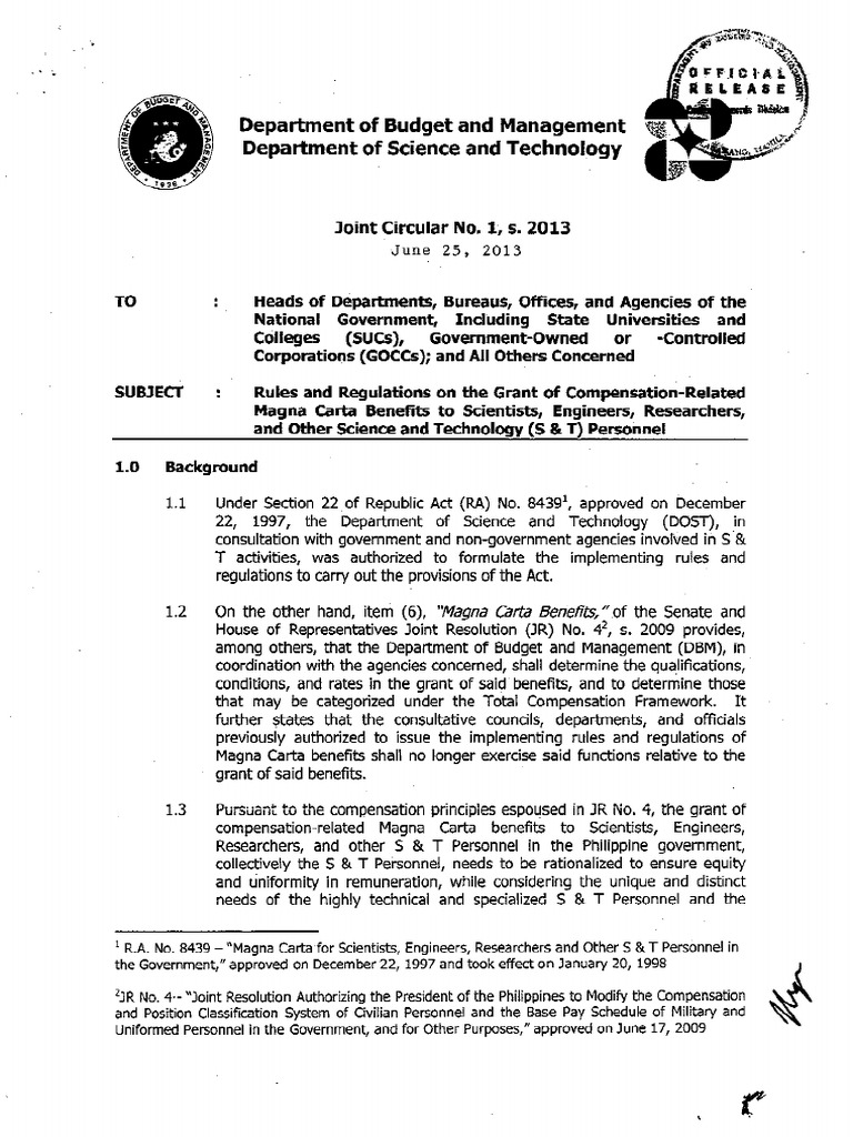 Joint Circular1 DBM DOST2013 | PDF