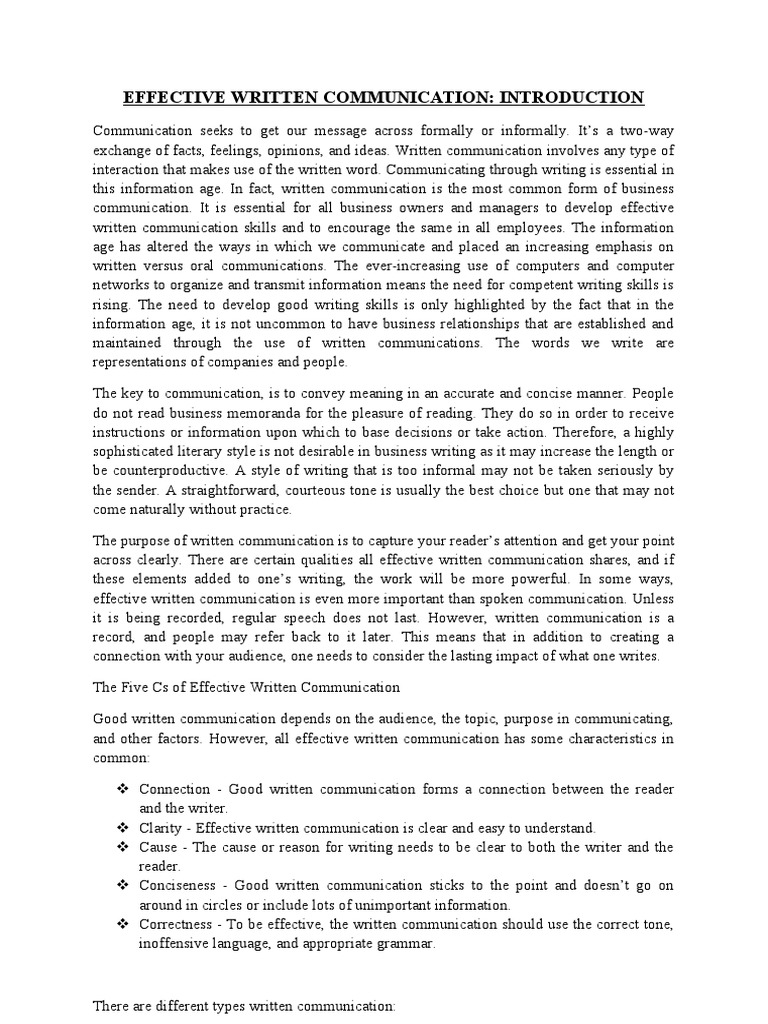 Effective Written Communication: Introduction | PDF | Communication | Information